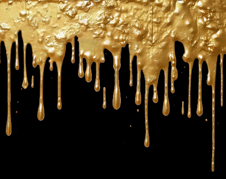 Gold Drip Clipart, Unique Gold Paint Splash, Gold Dripping Overlay ...