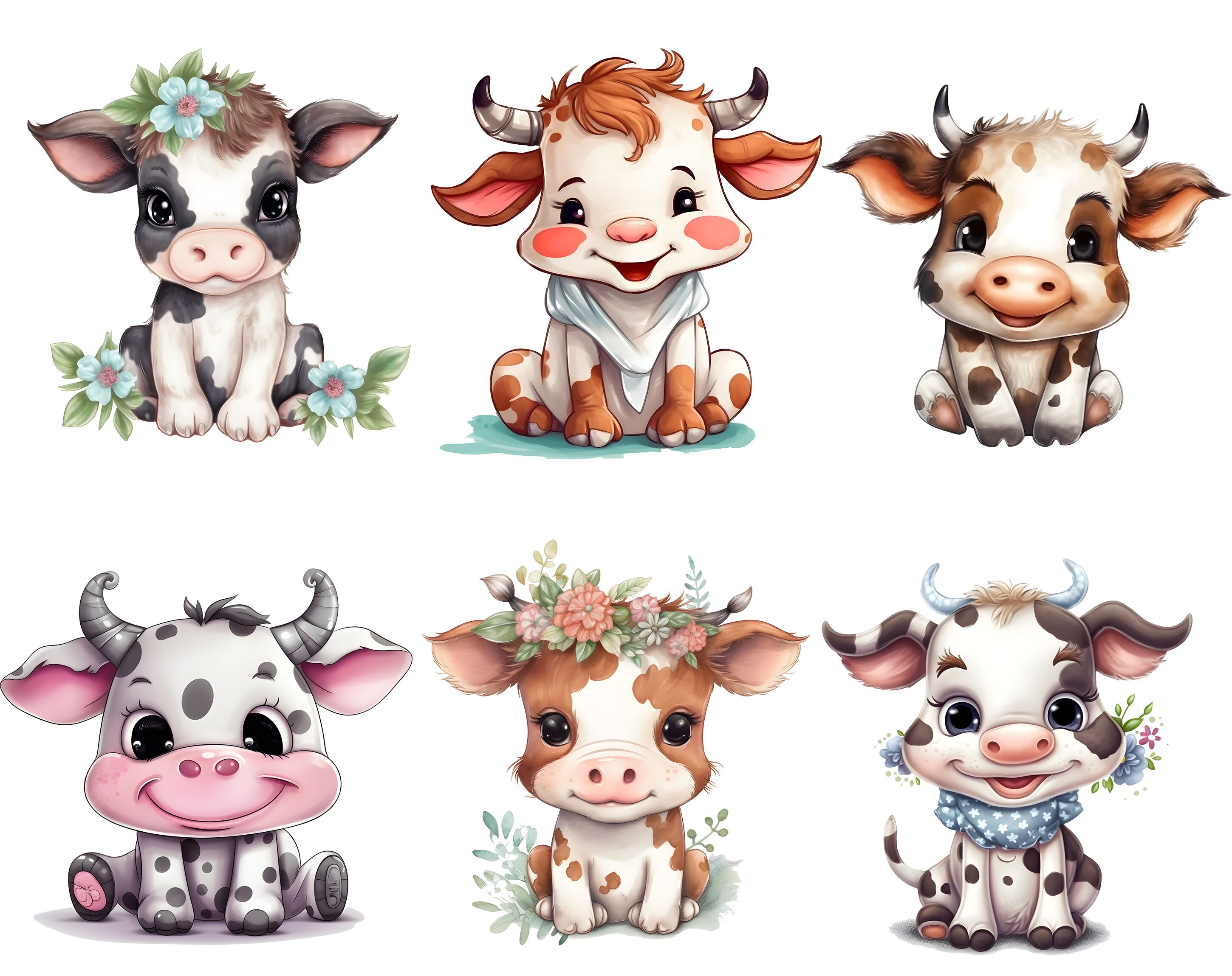 Cute Baby Cow Clipart, Unique Baby Cow Sublimation, Calf Nursery ...