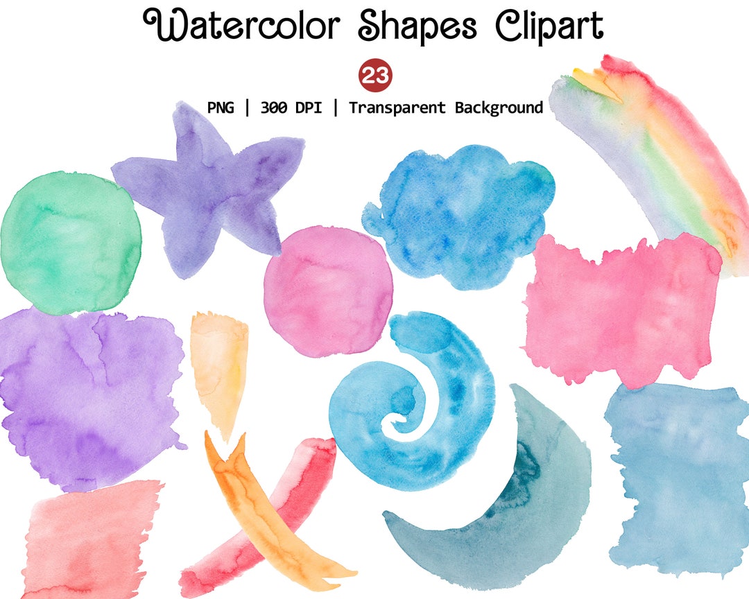 Watercolor Shapes Clipart, Unique Shapes Clipart PNG, Cute Shapes ...