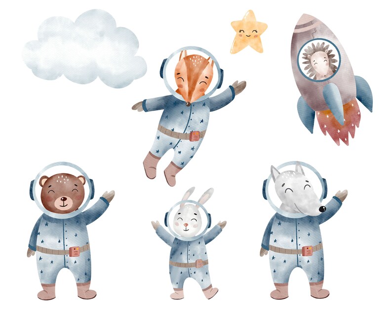 Watercolor Space Clipart, Unique Astronaut Png, Cute Birthday Clipart ...