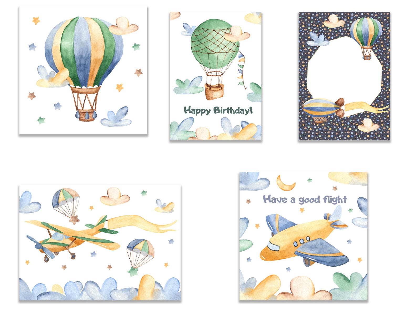 Air Transport Clipart Set, Watercolor Air Transport Png, Unique ...