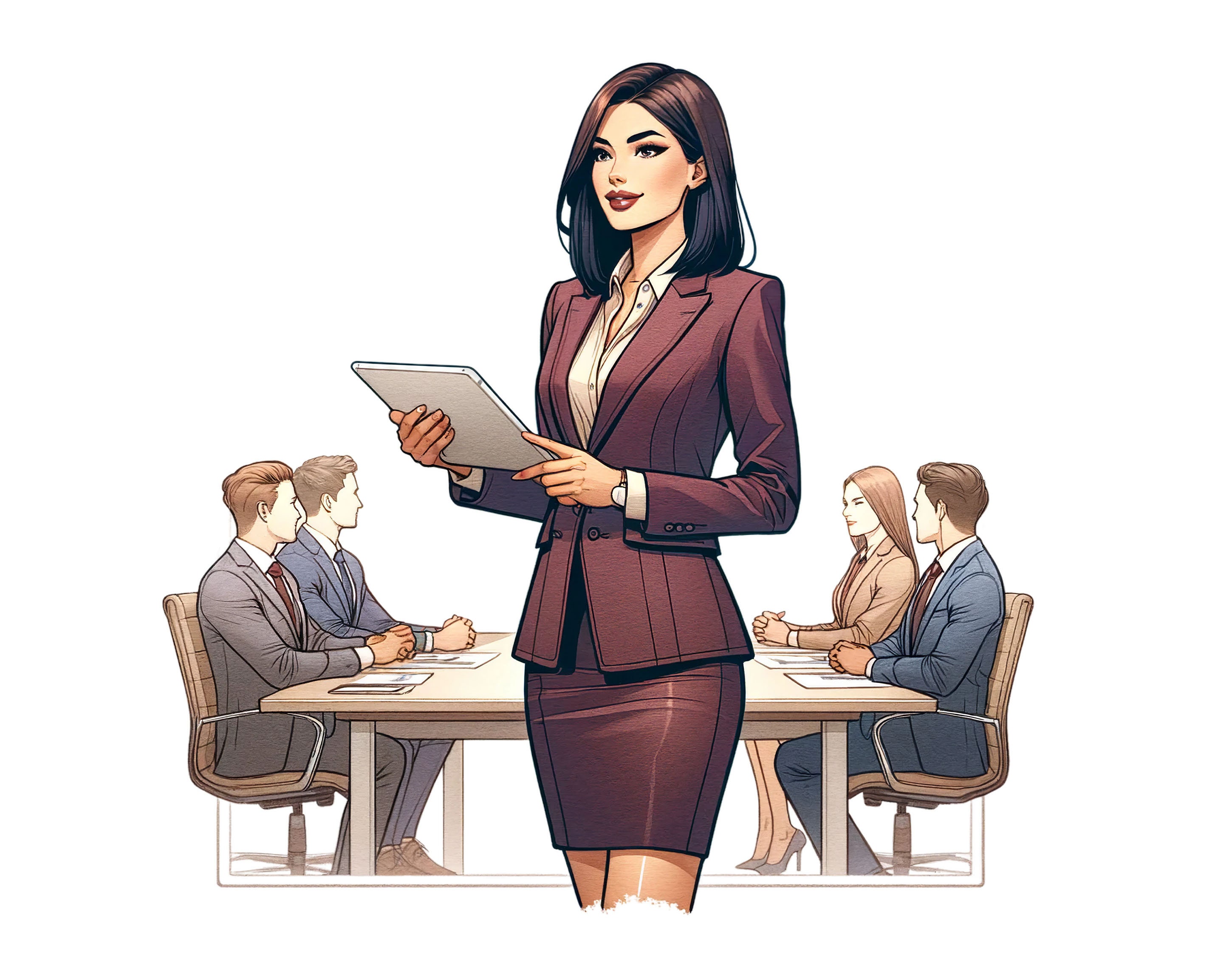 Lady Boss Clipart, Watercolor Business Woman PNG, Unique Girl Boss ...