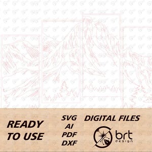 Mountain Design Laser Cut Svg Dxf Files Wall Sticker Engraving Decal ...