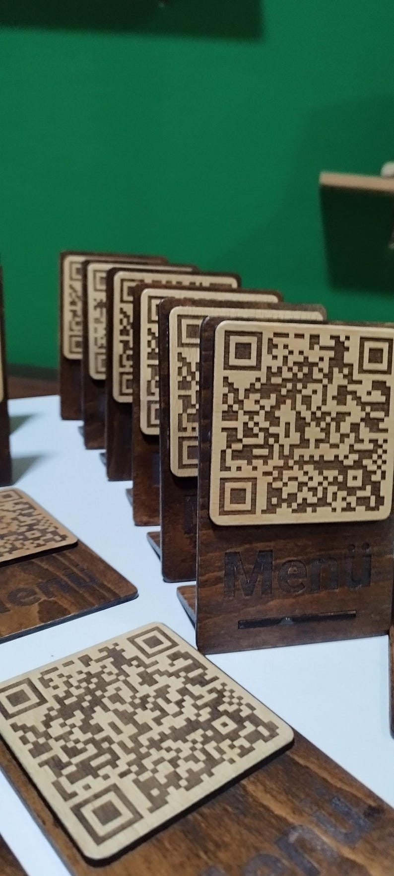 Custom Wooden QR Code Plaque QR Code Menu, Scan to View Menu ...