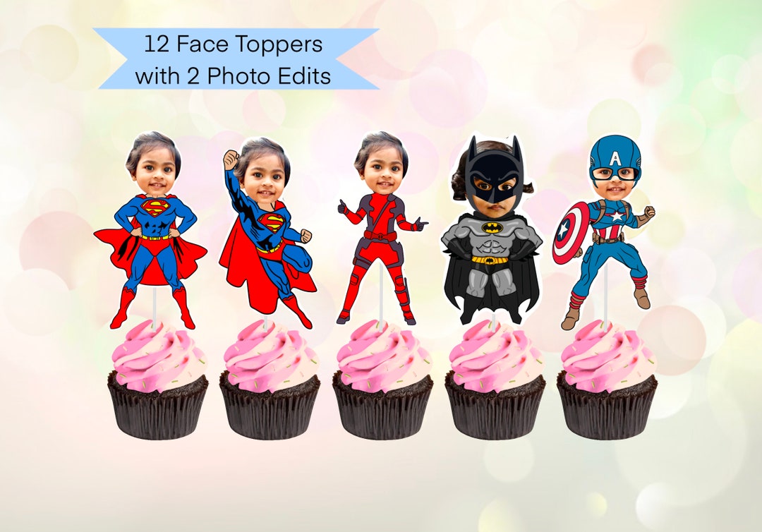 Super Hero Custom Face Cupcake Toppers Super Hero Cupcake Toppers ...