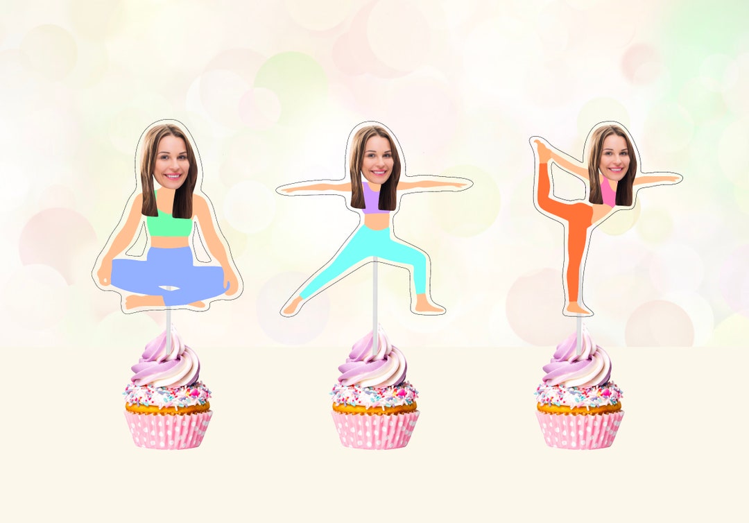 Yoga Custom Face Cupcake Toppers Yoga Cupcake Toppers Personalized ...