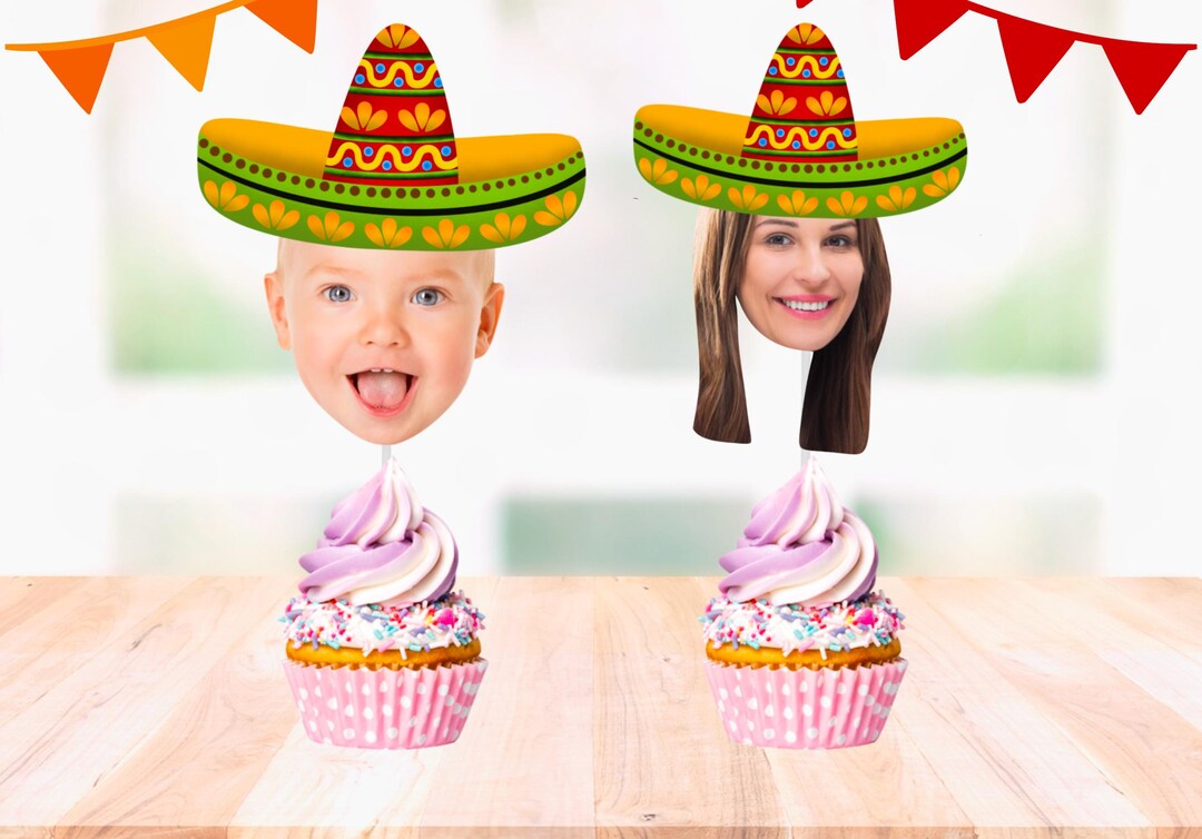 Mexican Sombrero Cupcake Toppers | Fiesta Hat Birthday Cupcake Toppers ...