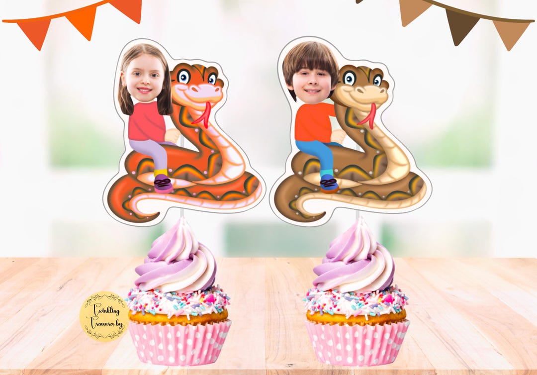 Reptile Cupcake Toppers | Snake Cupcake Toppers | Personalized Photo ...