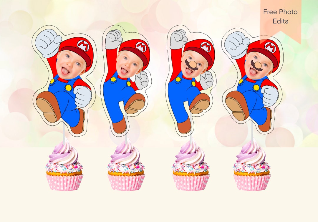 Super Mario Custom Face Cupcake Toppers Super Mario Cupcake Toppers ...
