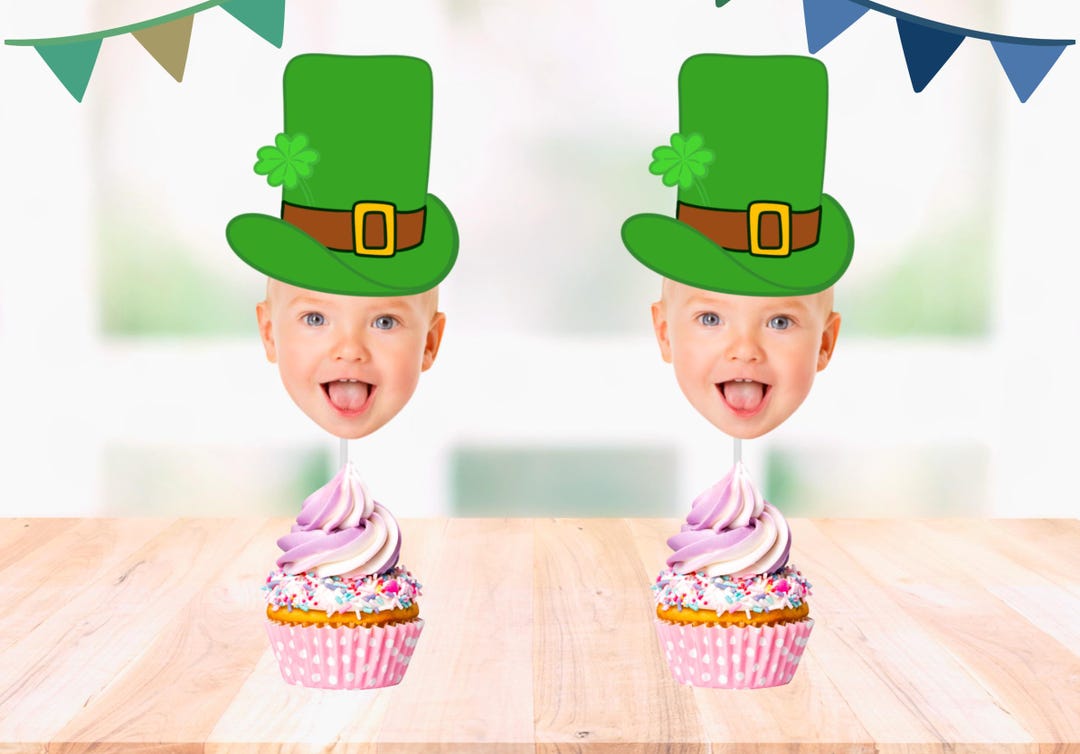 St Patricks Custom Face Cupcake Toppers | Leprechaun Cupcake Toppers ...