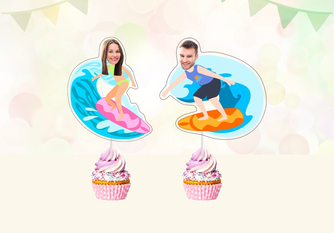 Surf Birthday Cupcake Topper | the Big One Surf Cupcake Toppers ...