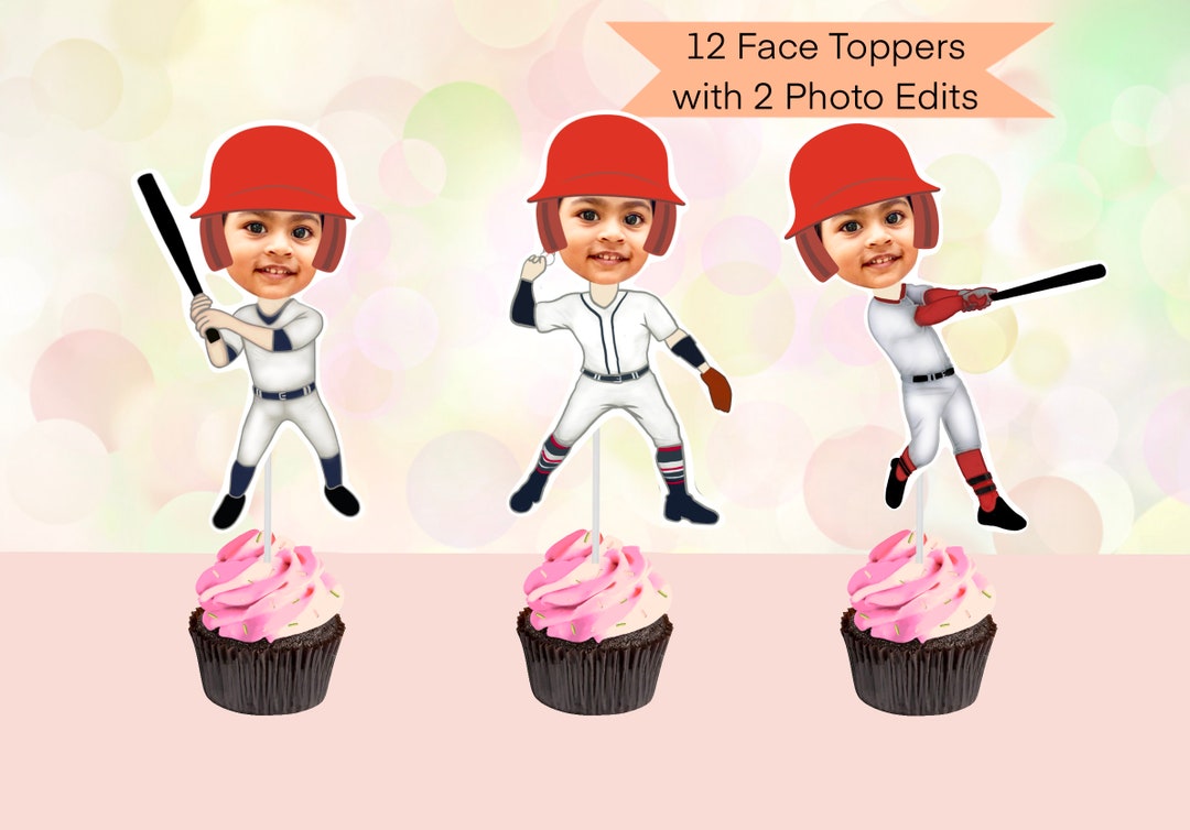 Baseball Custom Face Cupcake Toppers Baseball Cupcake Toppers ...