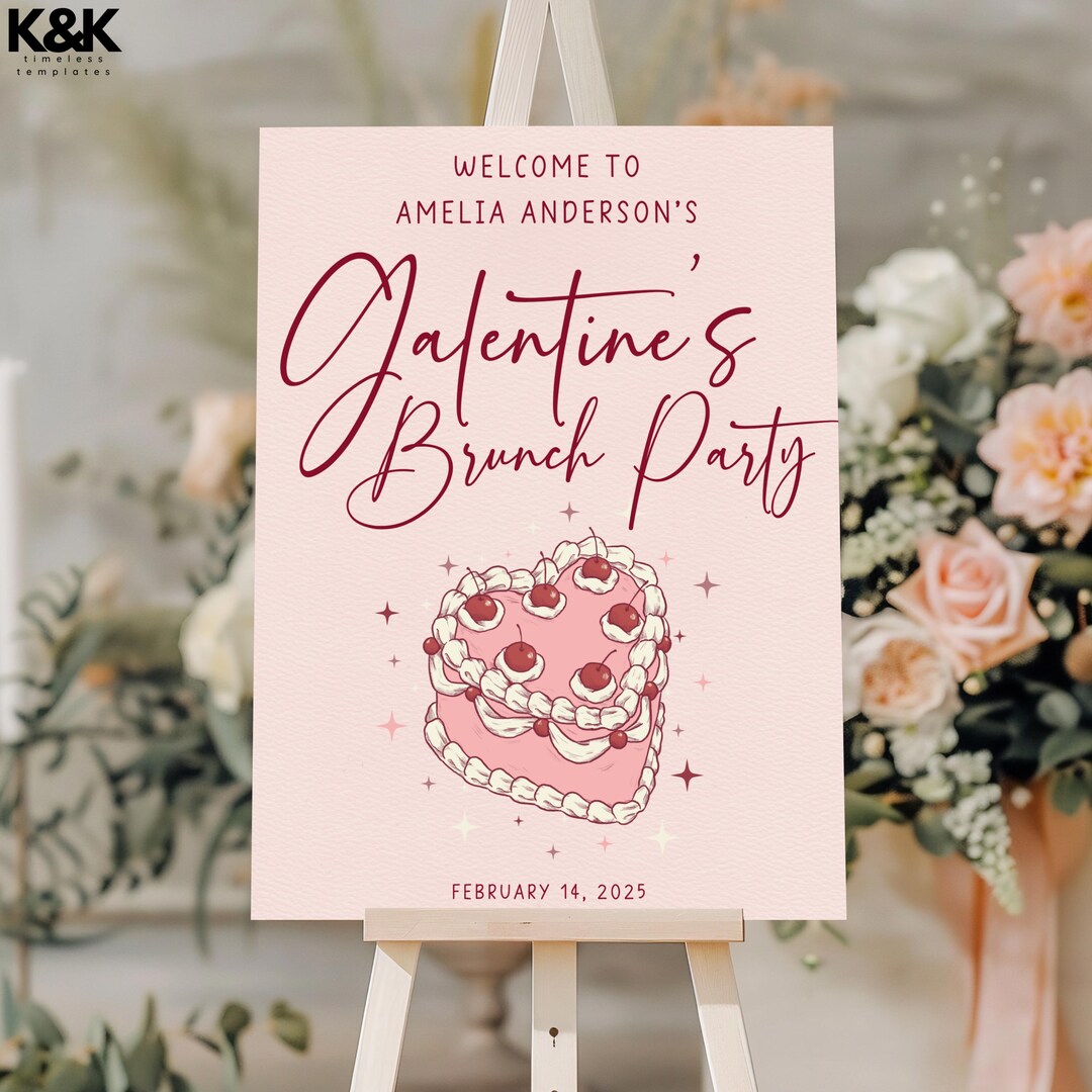 Valentines Day Welcome Sign Template Brunch Party Welcome Board ...