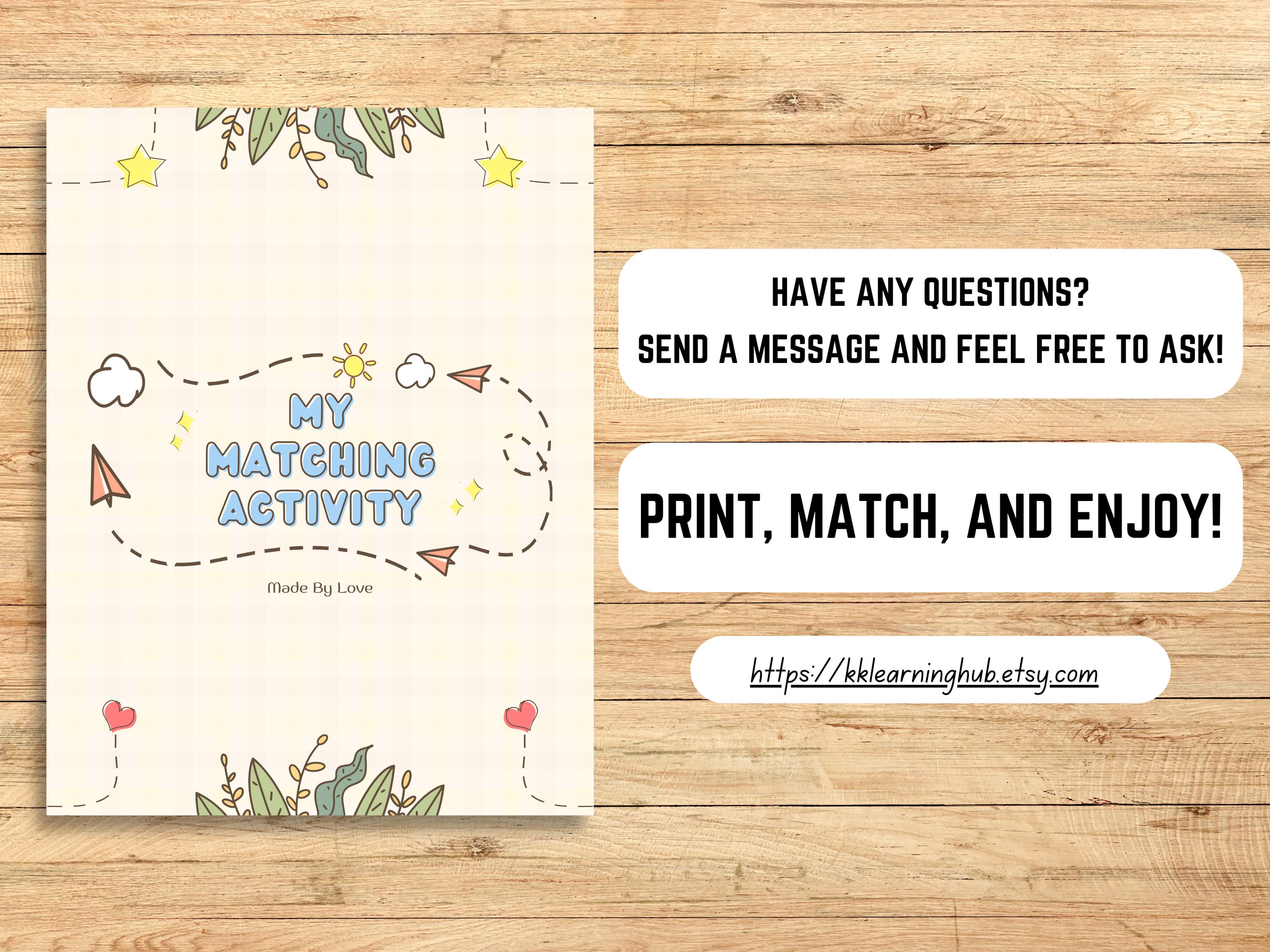 20 Printable Matching Activity Worksheets Montessori Learning Materials ...