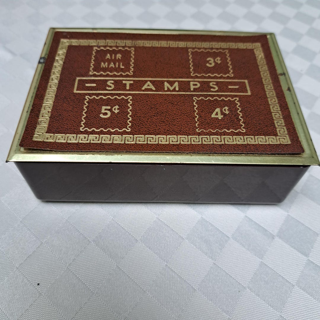 Vintage Postage Stamp Box Holder by Team Line. Desktop Office Supply - Etsy