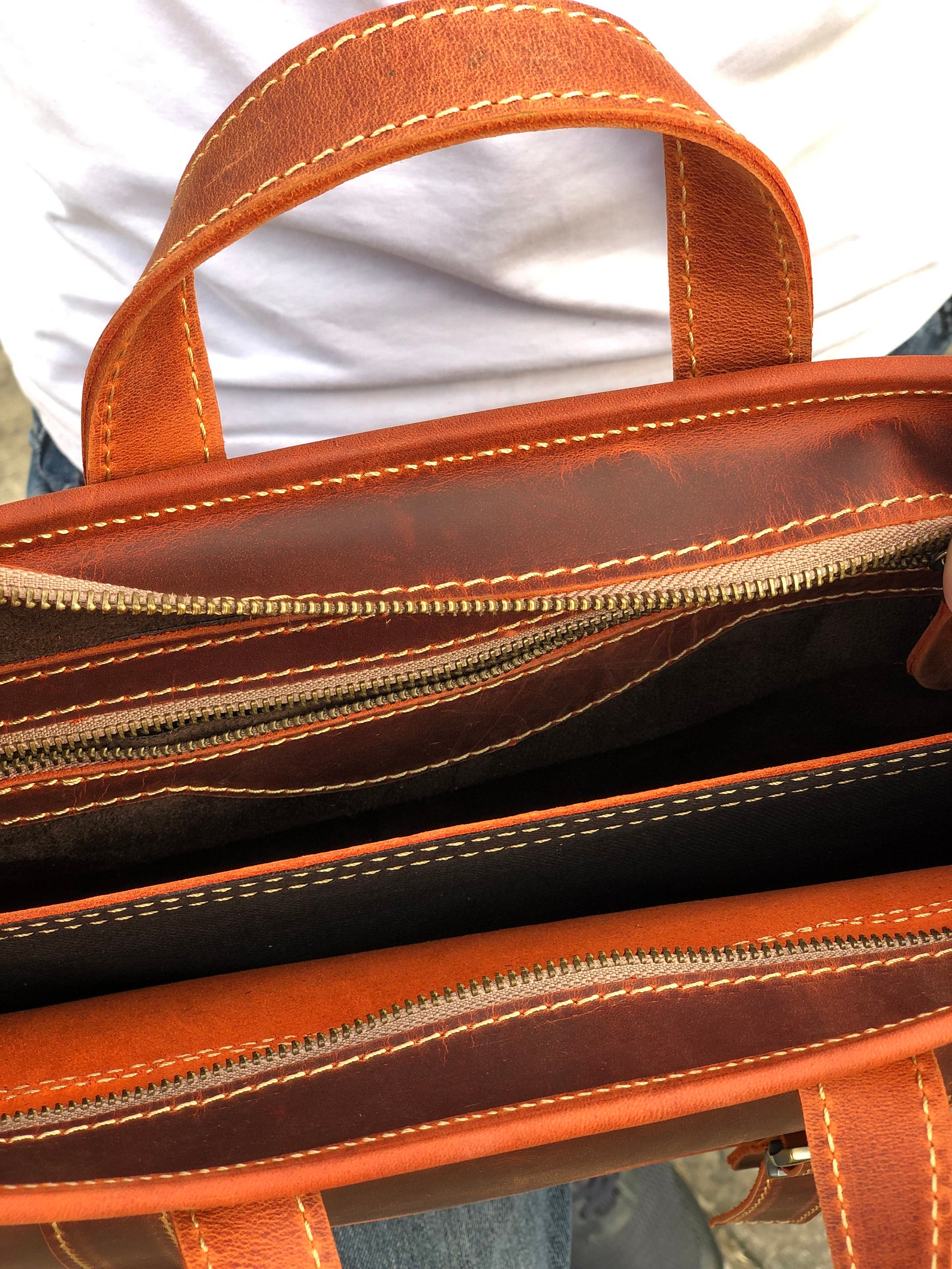For the Modern Professional: Genuine Cowhide Laptop Bag - Etsy