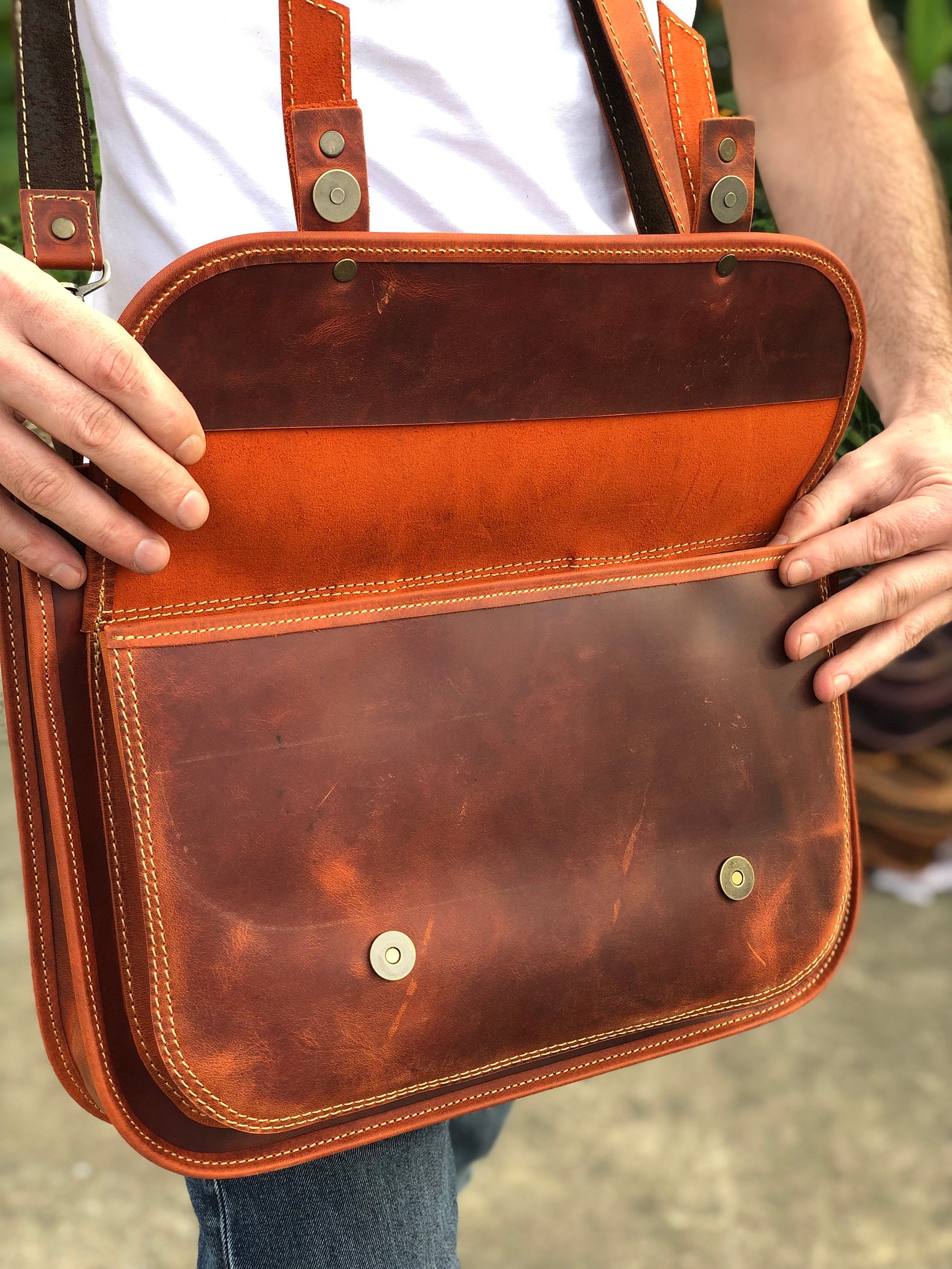 For the Modern Professional: Genuine Cowhide Laptop Bag - Etsy