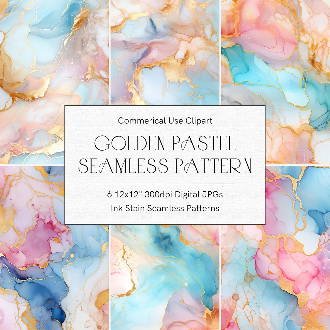 Glitter Alcohol Ink Seamless Pattern, Pastel Rainbow Gold Ink, Ink ...