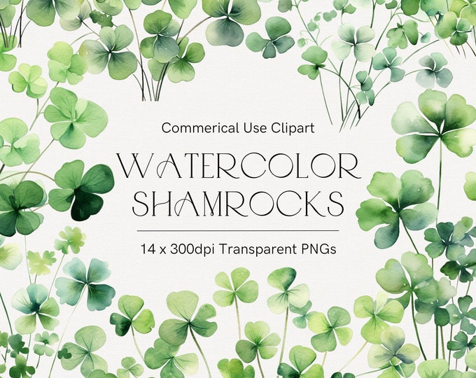 Watercolor CLOVER Leaf Bouquet Botanical Floral Arrangements Shamrock ...