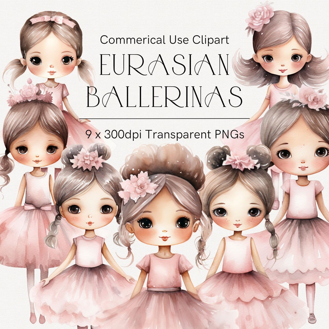 Ballet Girl Clipart, Eurasian Ballerina Girl, Watercolor Ballerina ...