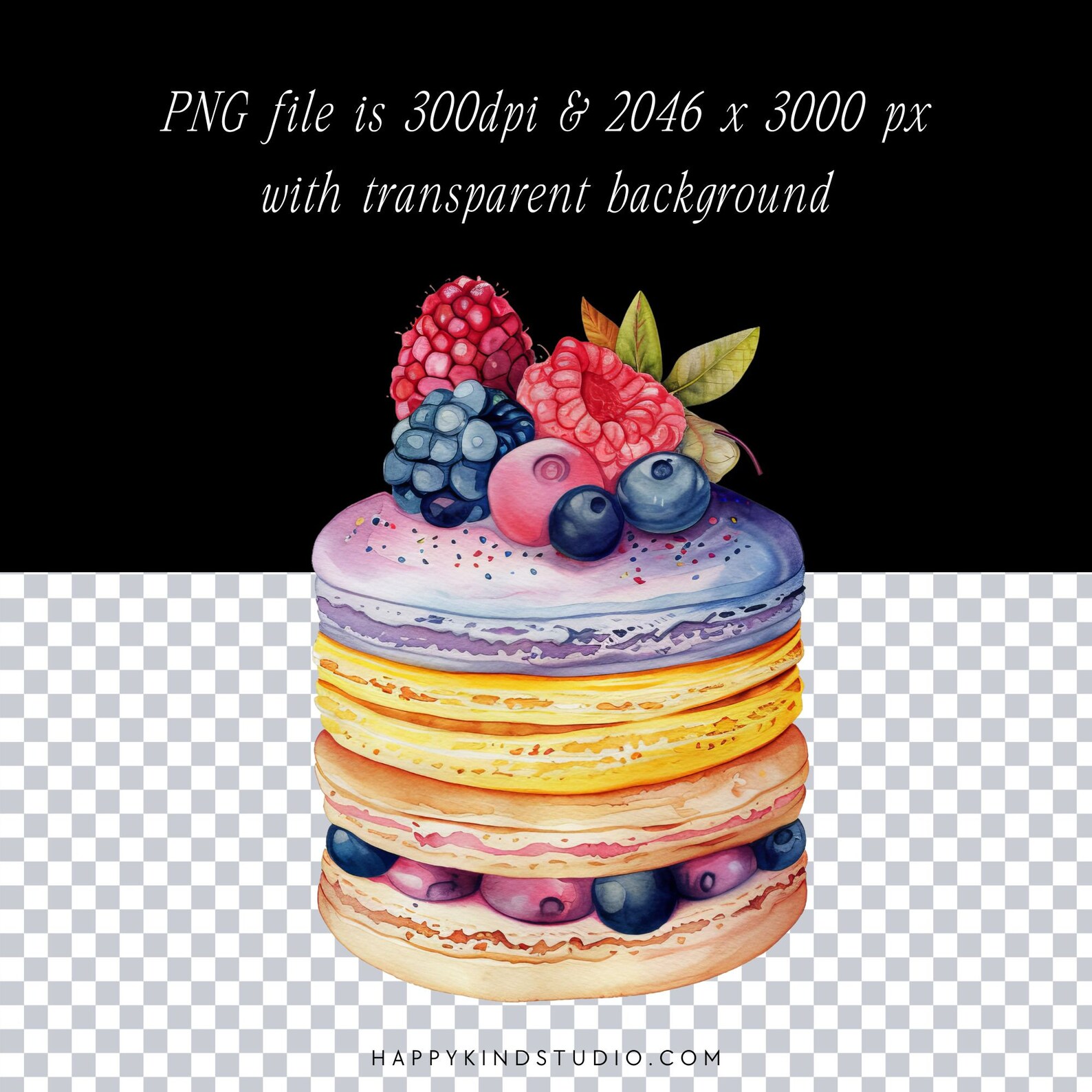 Berry Macaron Clipart, Watercolor Dessert Png, Watercolor Macaron ...