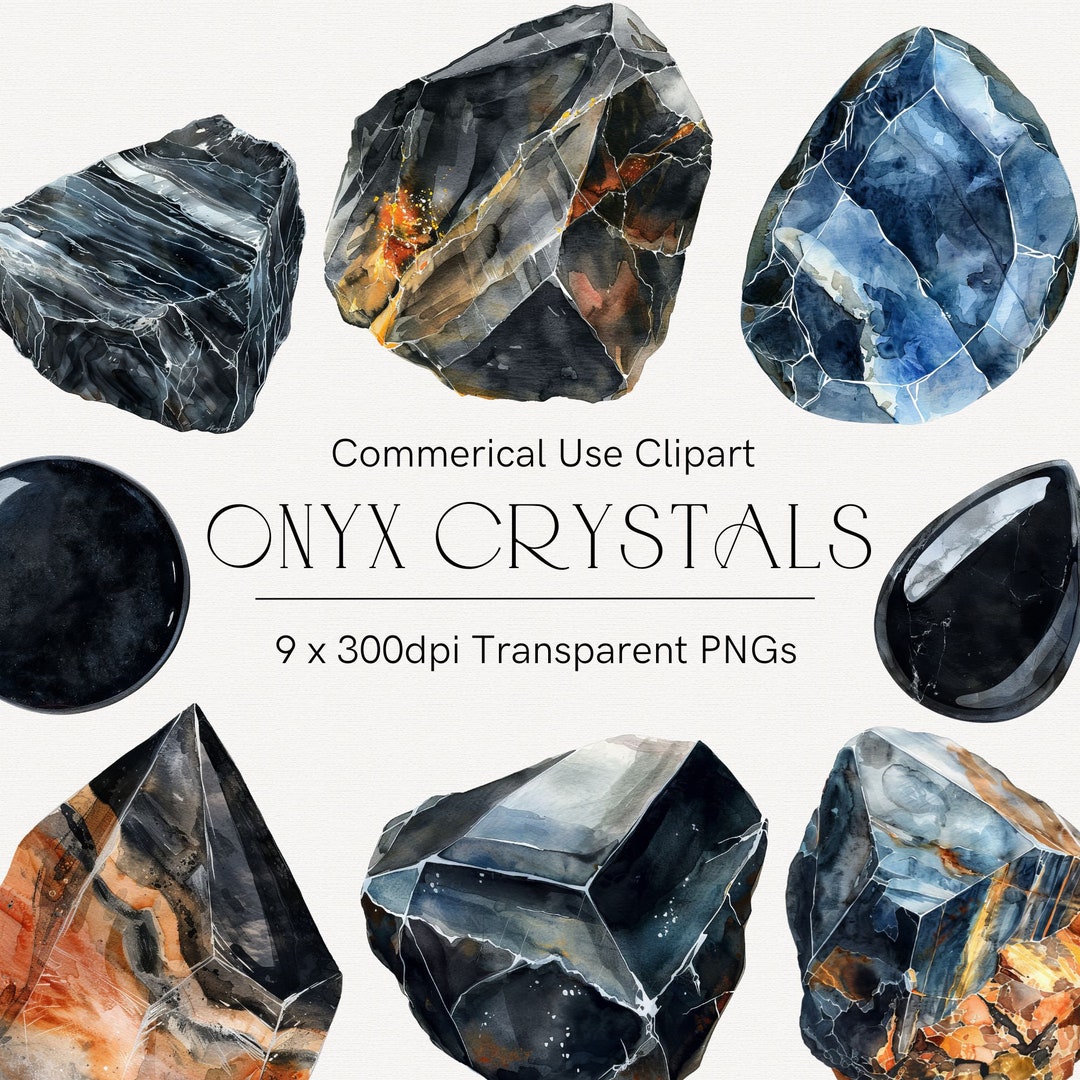 Onyx Clipart, Black Gemstone Transparet Png, July Birthday, Watercolor ...