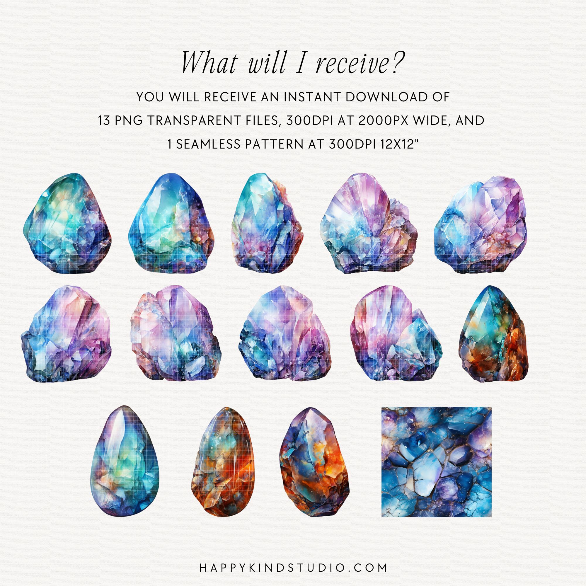 Australian Opal Clipart, Watercolor Opals, Crystal Graphics, Watercolor ...