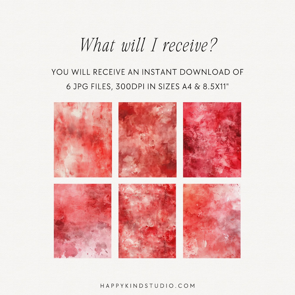 Red Scrapbook Paper, Watercolor Red Background, Red Digital Paper Pack ...