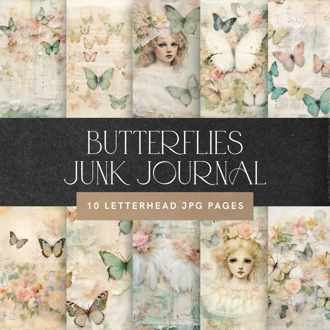Vintage Butterfly Junk Journal Kit, Printable Butterfly Ephemera ...