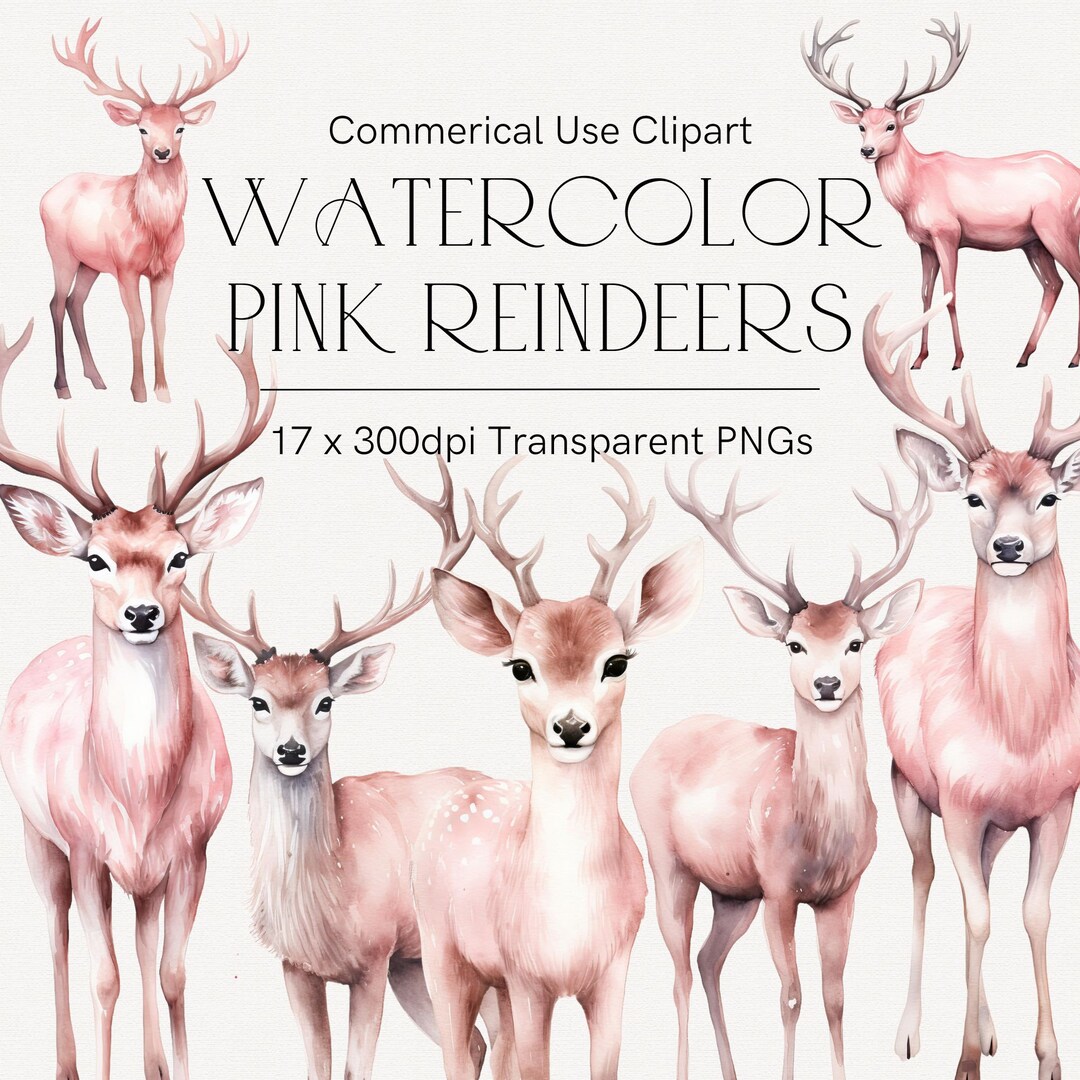 Pink Reindeers Clipart, Girls Christmas, Pink Christmas, Pink Winter ...