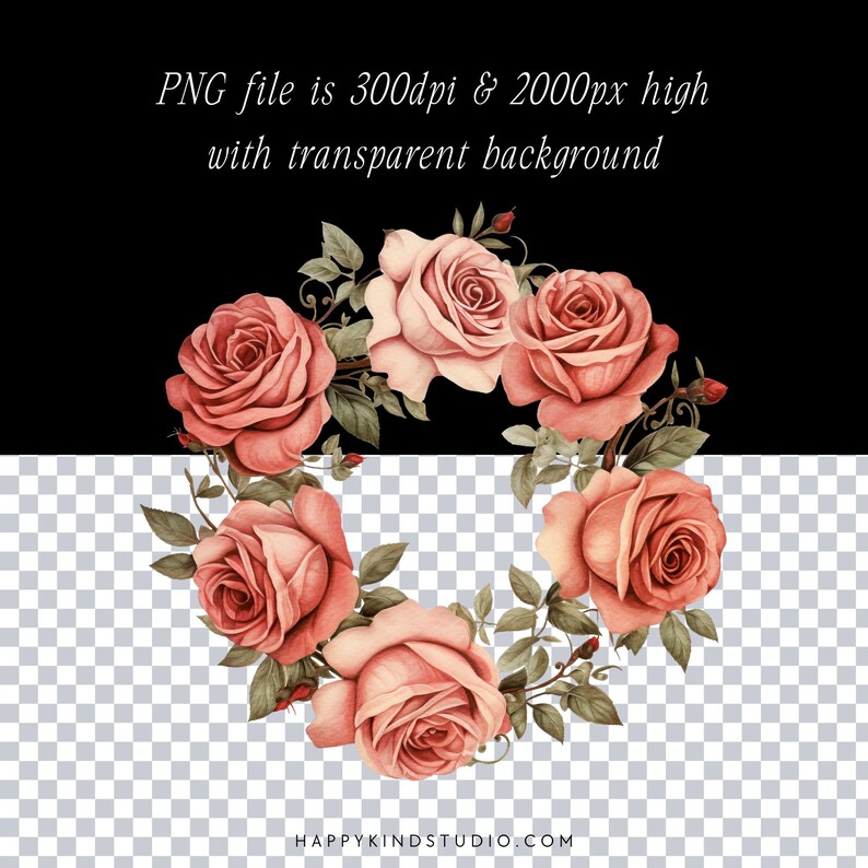 Watercolor Red Roses Floral Wreath, DIY Valentine's Day Card ...