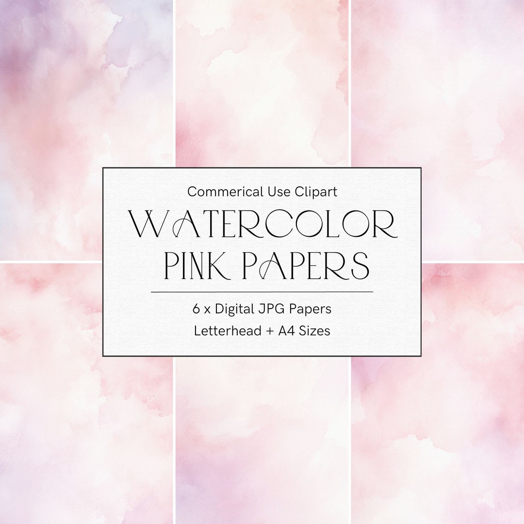 Pink Digital Paper, Watercolor Pink Junk Journal Pages, Blush Pink ...