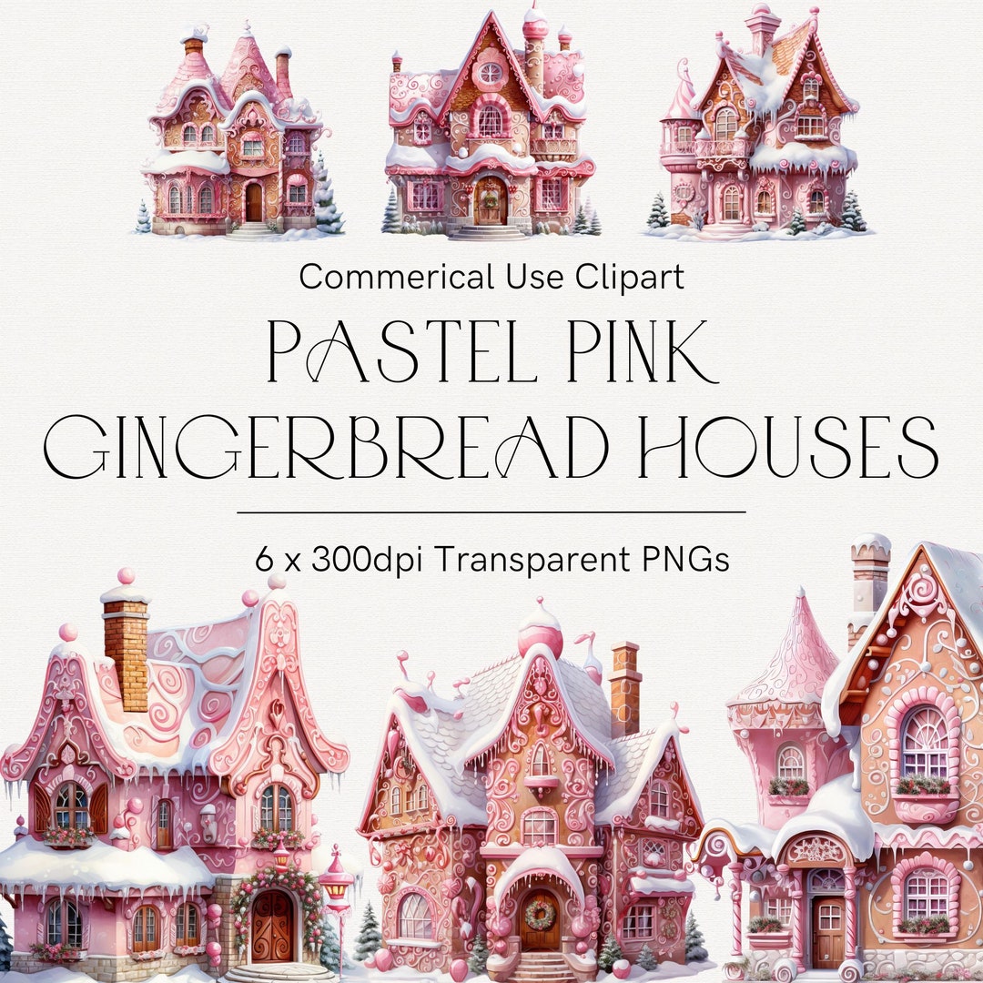 Pastel Gingerbread Clipart, Pink Gingerbread House Clipart, Candyland ...