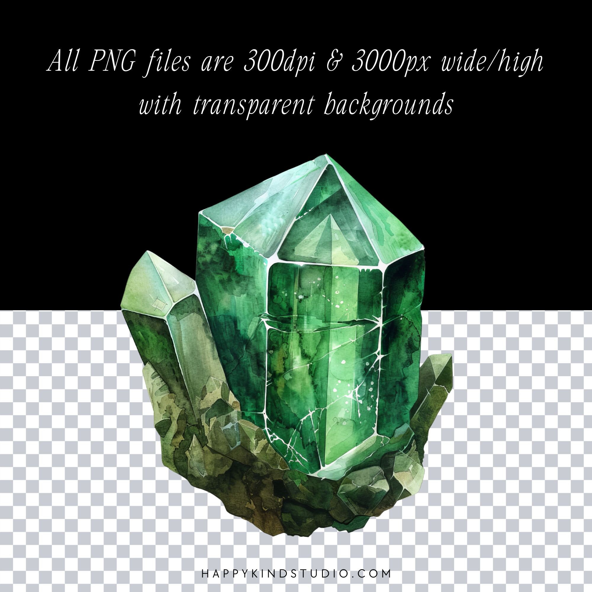 Emerald Crystal Clipart, Raw Emerald, Watercolor Emeralds, Taurus ...