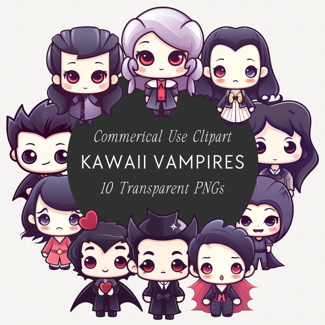 Kawaii Vampire Halloween Clipart Cute Vampires Halloween - Etsy