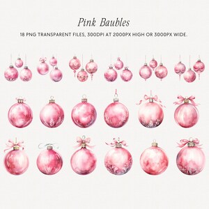 Watercolor Pink Christmas Clipart Bundle, Printable Art, Pink Christmas ...