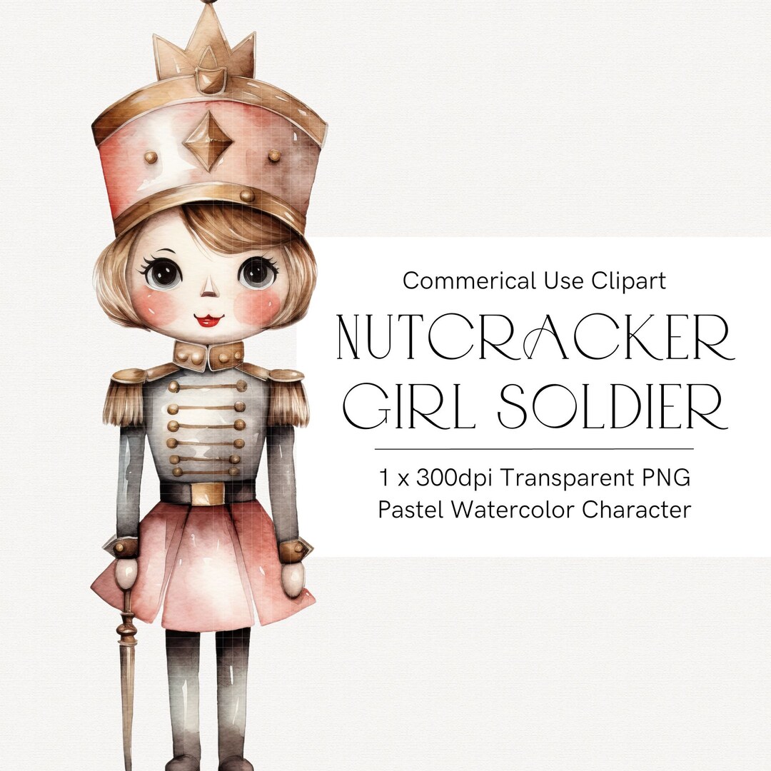 Nutcracker Clipart Watercolor, Girl Soldier, Pastel Nutcracker ...