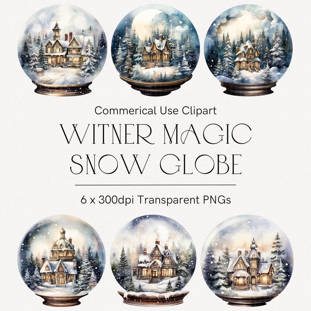 Snow Globe Clipart, Watercolor Christmas Clipart, Winter Scene ...