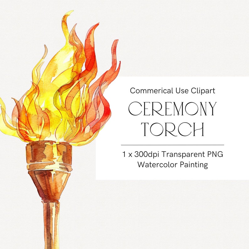 Sporting Torch Clipart, Watercolor Fire Torch PNG, Digital Download for ...