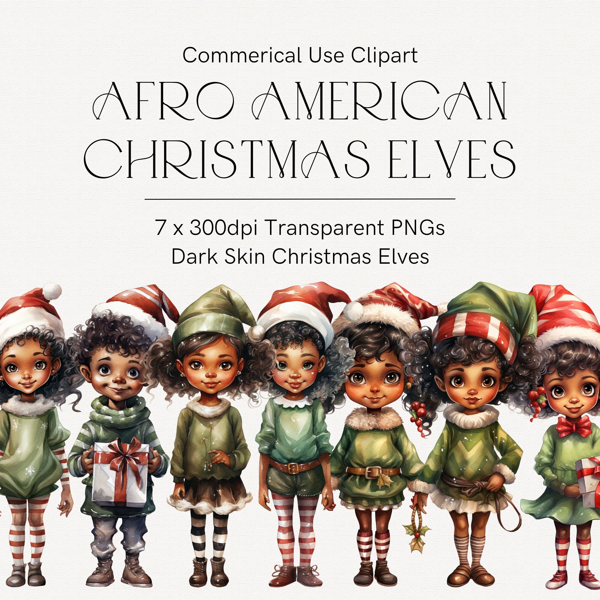 Black Girl Elf Clipart, Afro American Elves, Boy and Girl Elves ...