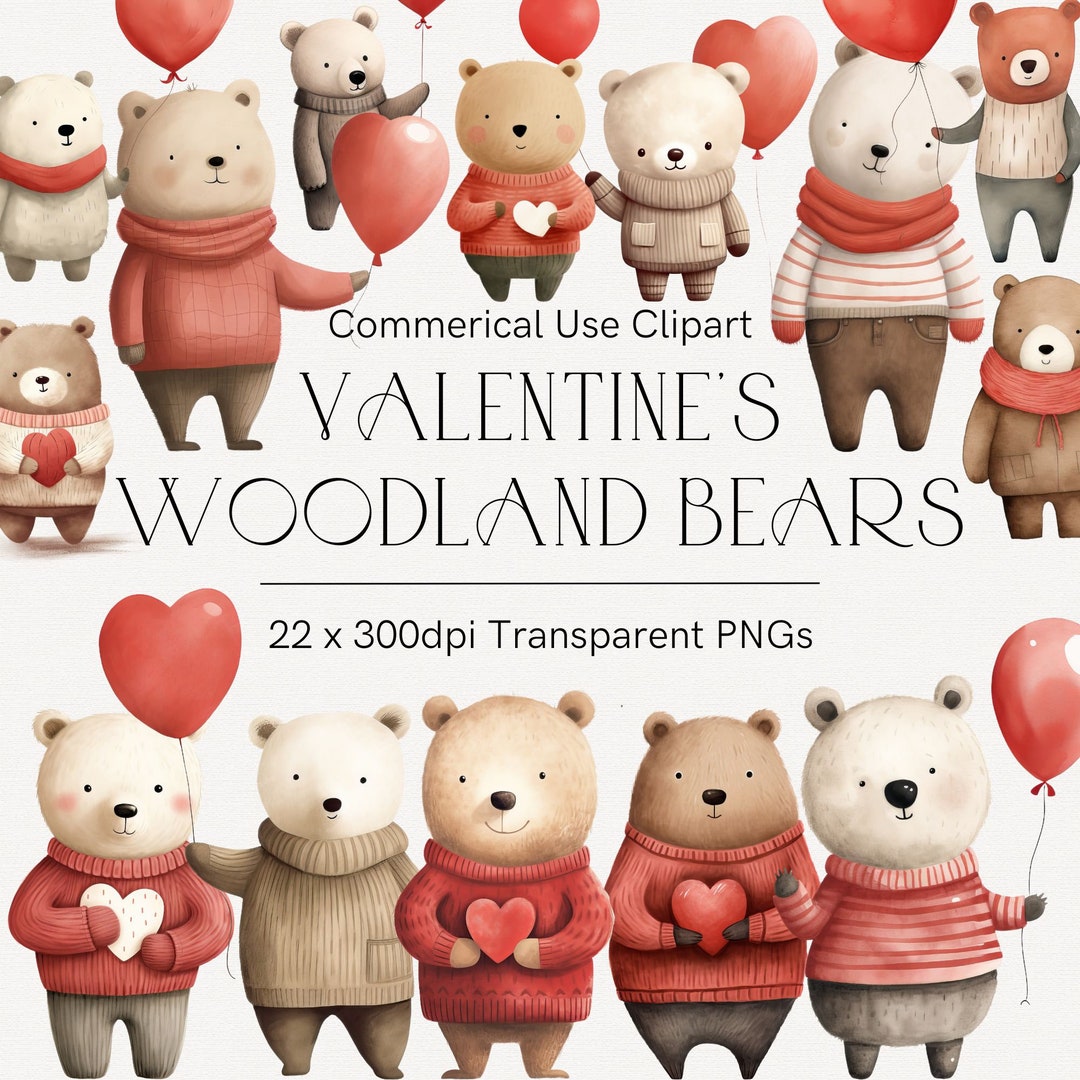 Bear Valentines Clipart, Valentine's Day Teddy Bear Clipart, Bear ...