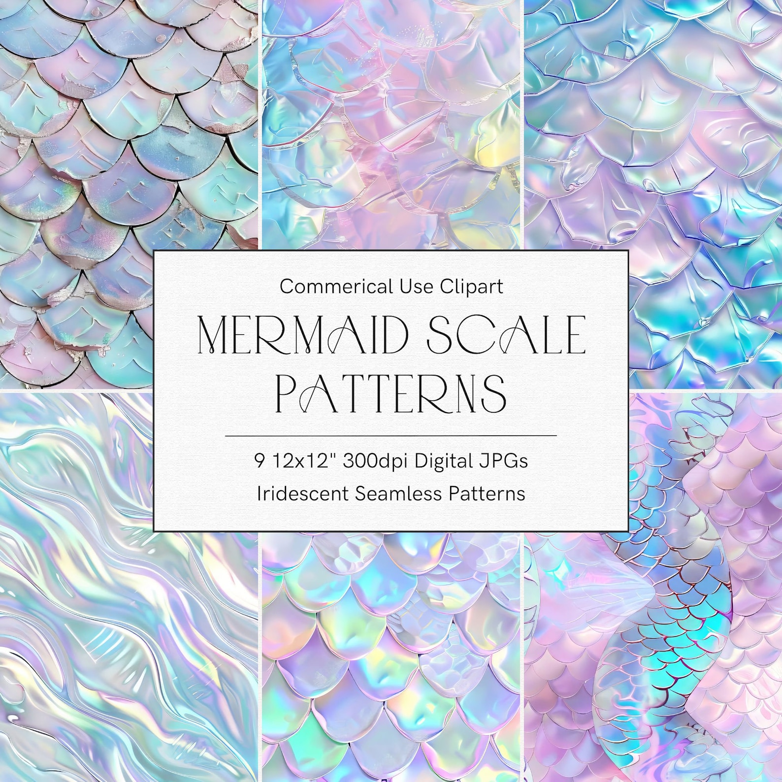 Mermaid Seamless Pattern, Mermaid Scales Digital Paper, Iridescent ...