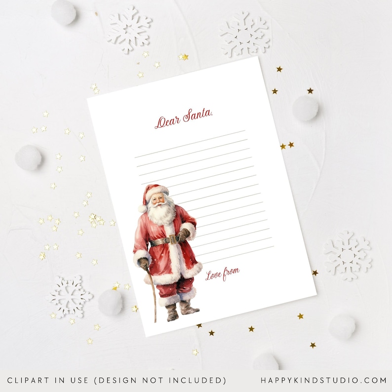 Watercolor Santa Clipart, Cute Santa Clipart Pack, Watercolor Christmas ...