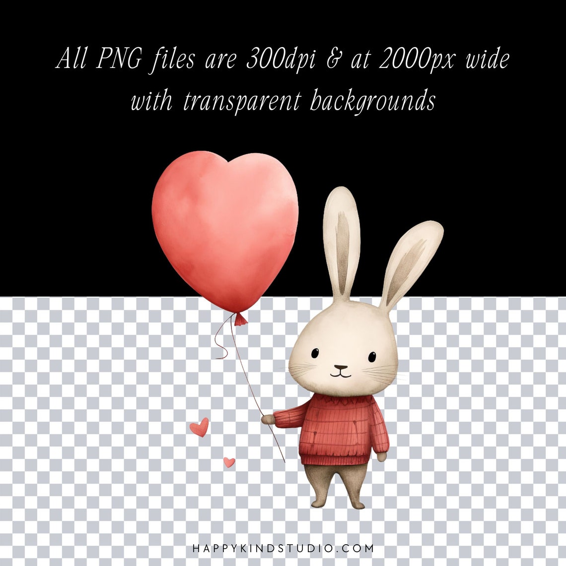 Valentine's Day Bunnies Clipart, Woodland Rabbits, Bunnies With Heart ...