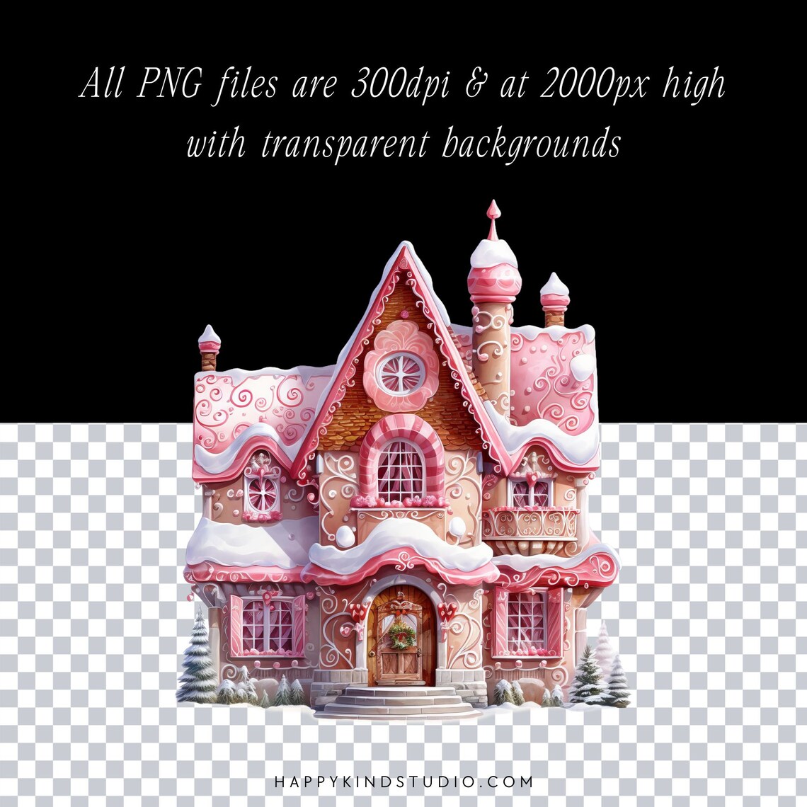 Pastel Gingerbread Clipart Pink Gingerbread House Clipart - Etsy