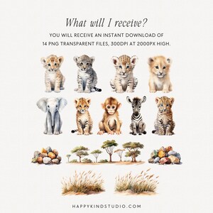 Baby Safari Animals Clipart, Watercolor African Animals, Transparent ...