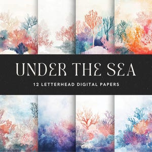 Abstract Ocean Digital Papers, Watercolor Seaweed, Under the Sea ...