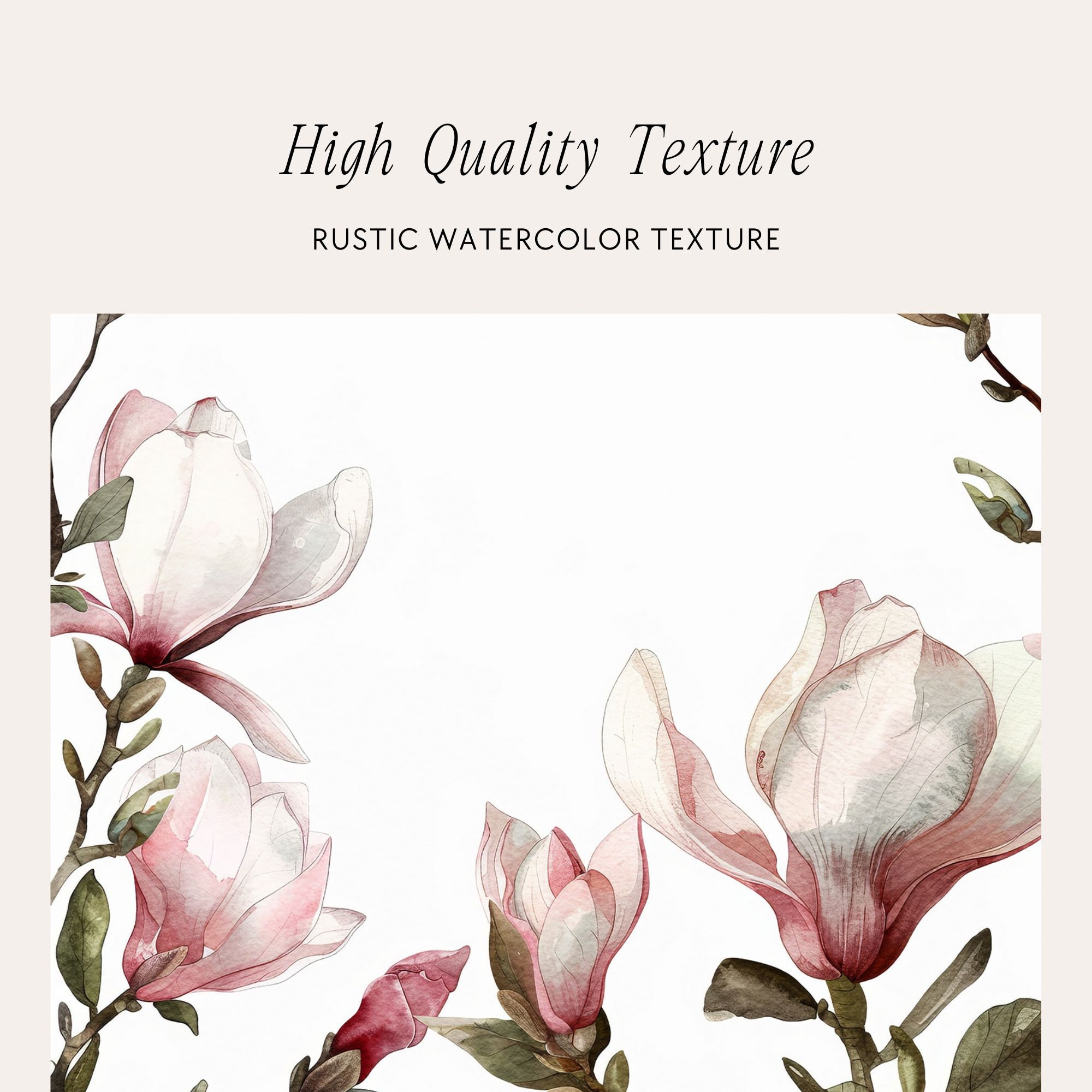 Magnolia Clipart, 5x7 Border Floral Frames, Watercolor Magnolias ...