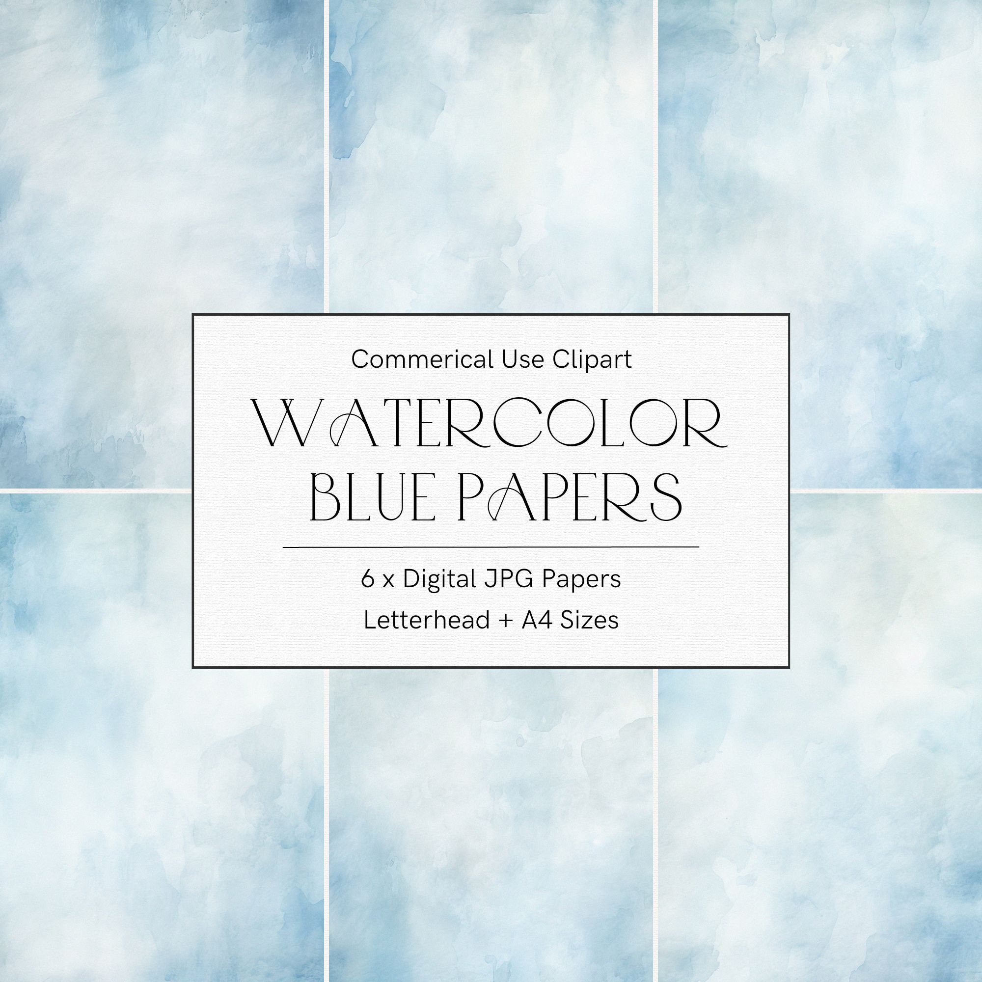 Blue Watercolor Paper, Watercolor Background Clipart, Blue Digital ...