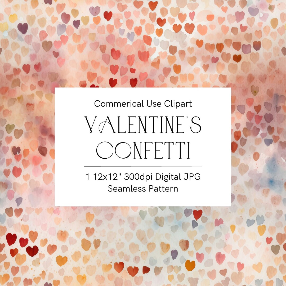 Watercolor Hearts Seamless Pattern, Heart Digital Paper, Love Clipart ...